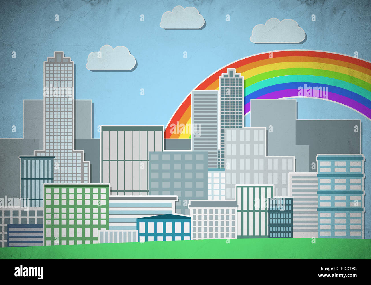 Drawn colorful cityscape Stock Photo - Alamy
