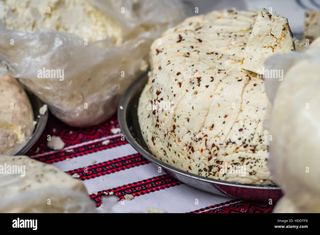 pieces of cheese with spices Stock Photo - Alamy