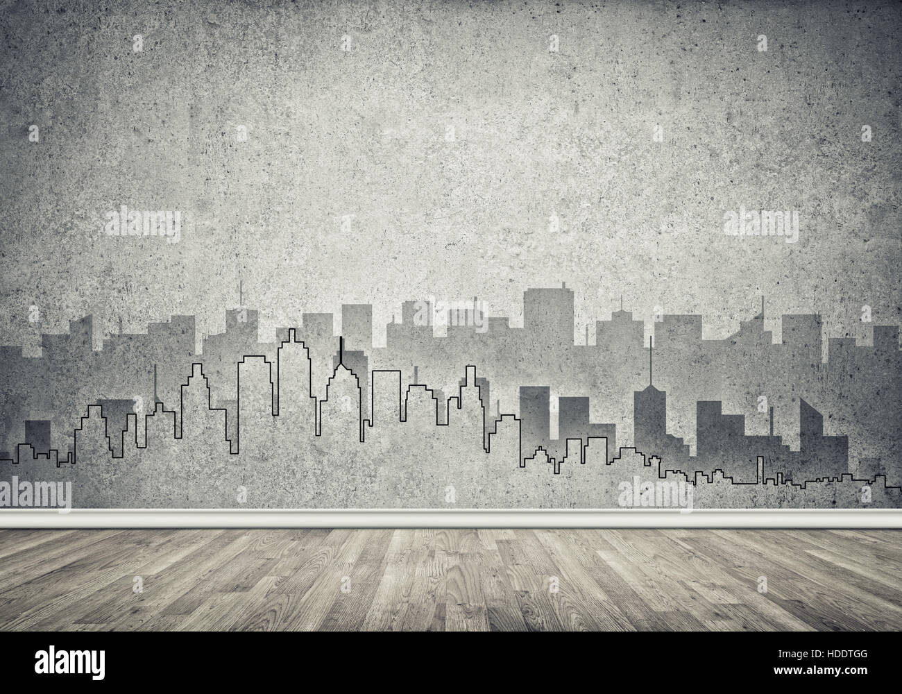 City design on wall Stock Photo - Alamy