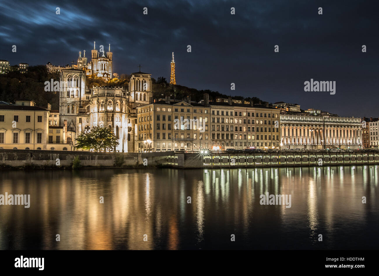 View of Lyon at night Stock Photo - Alamy