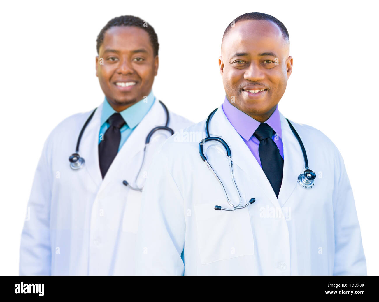 Two Handsome African American Male Doctors Isolated on a White ...