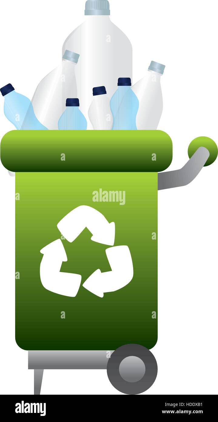 garbage bin with plastic bottles vector illustration design Stock ...