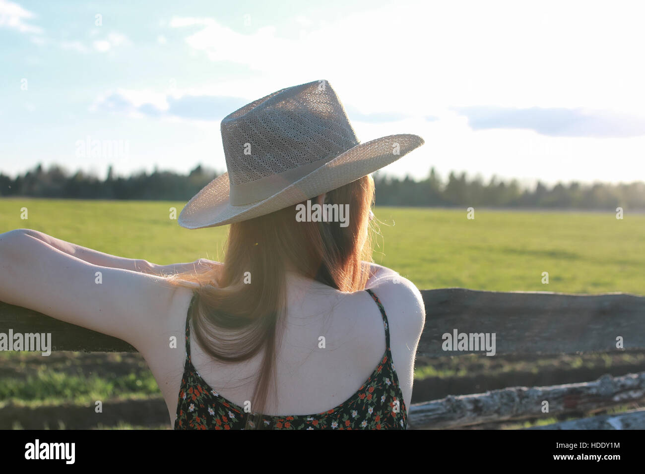 handsome and attractive person in the summer in the landscape nature ...