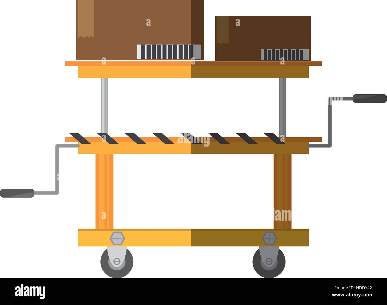 platform trolley lifting boxes cargo shadow vector illustration eps 10 ...