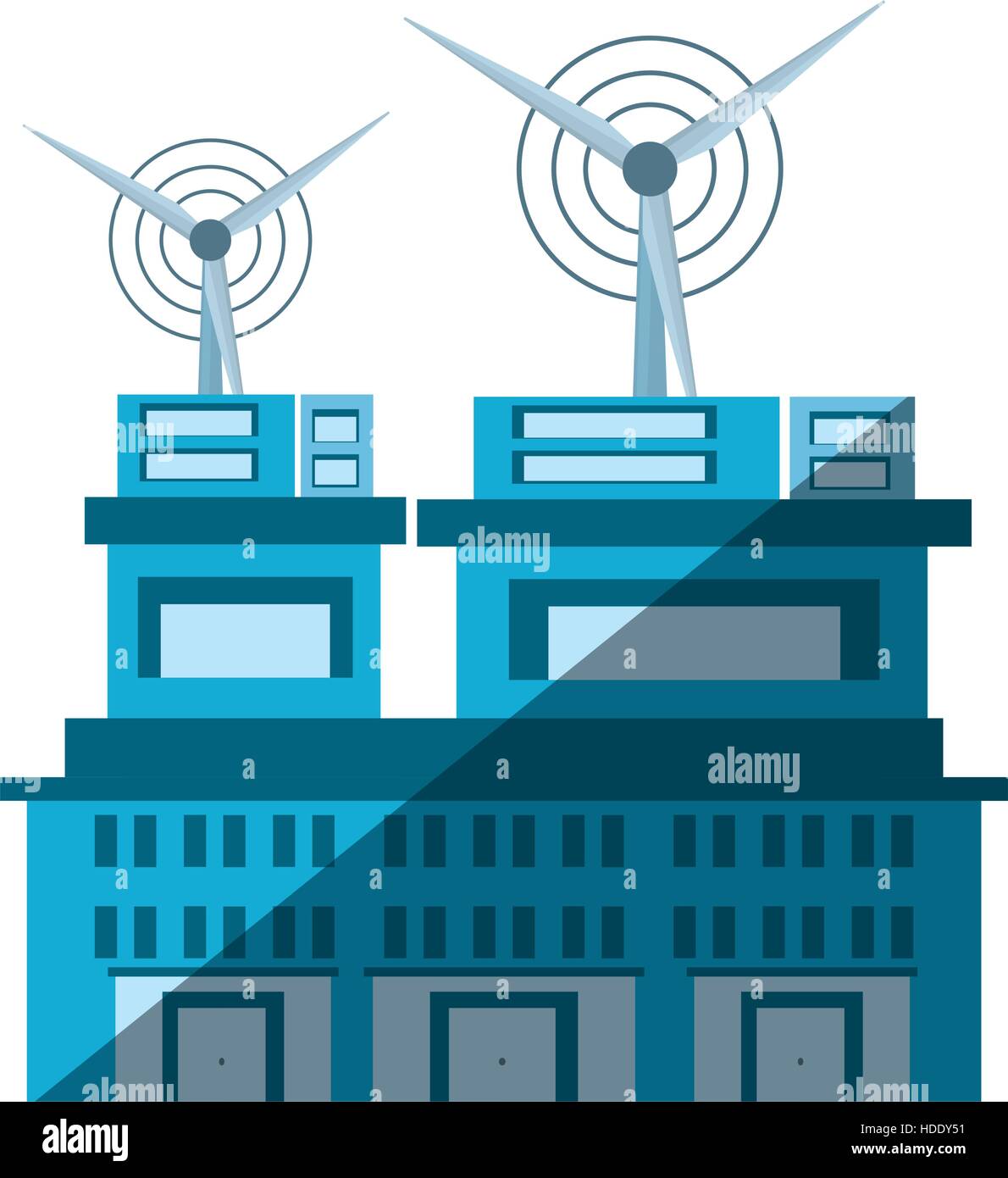 building factory wind turbine clean energy shadow vector illustration ...