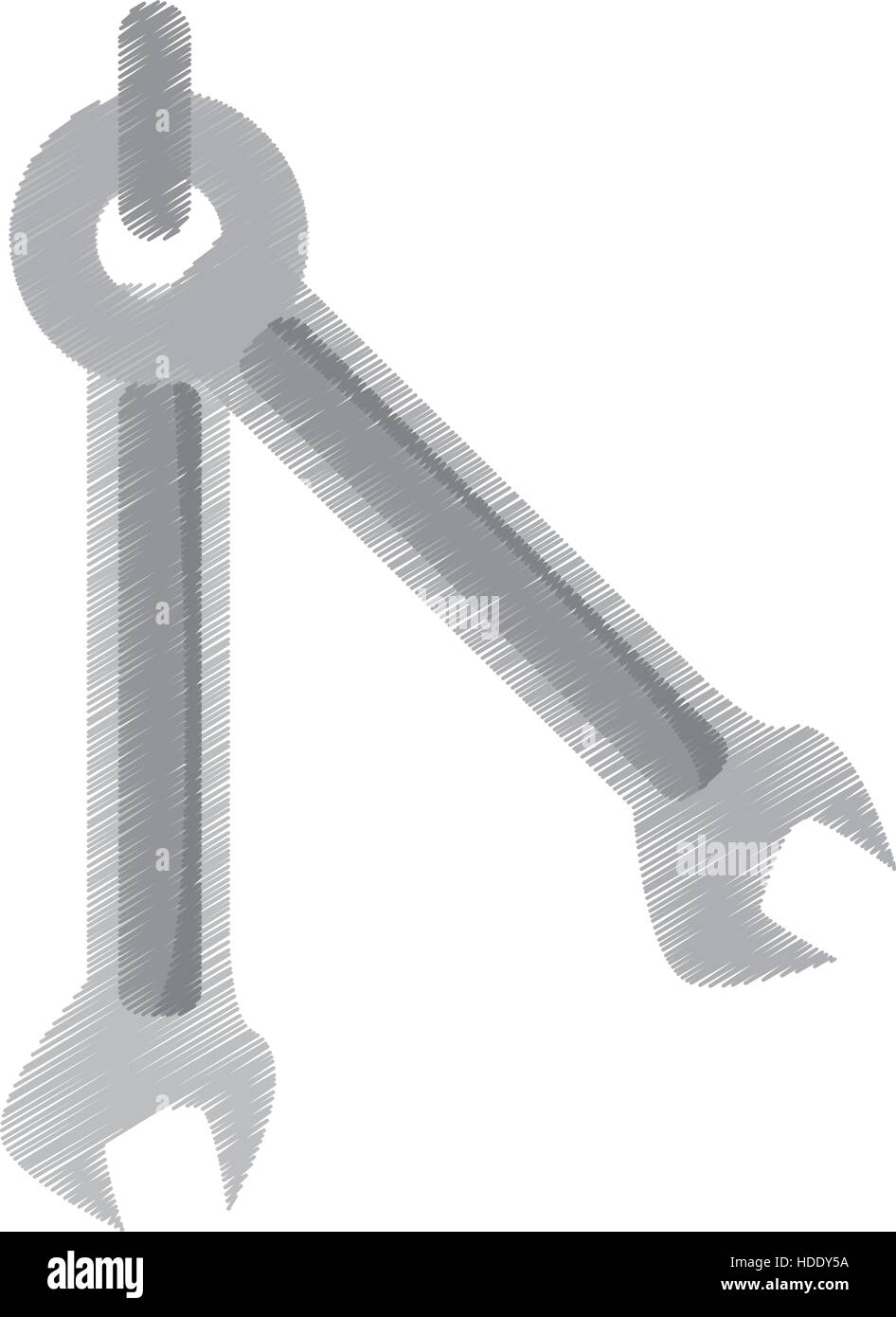 two spanner wrench mechanic tool outline vector illustration eps 10 ...
