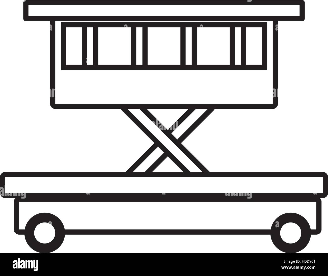 lifting platform trolley stock warehouse outline vector illustration ...