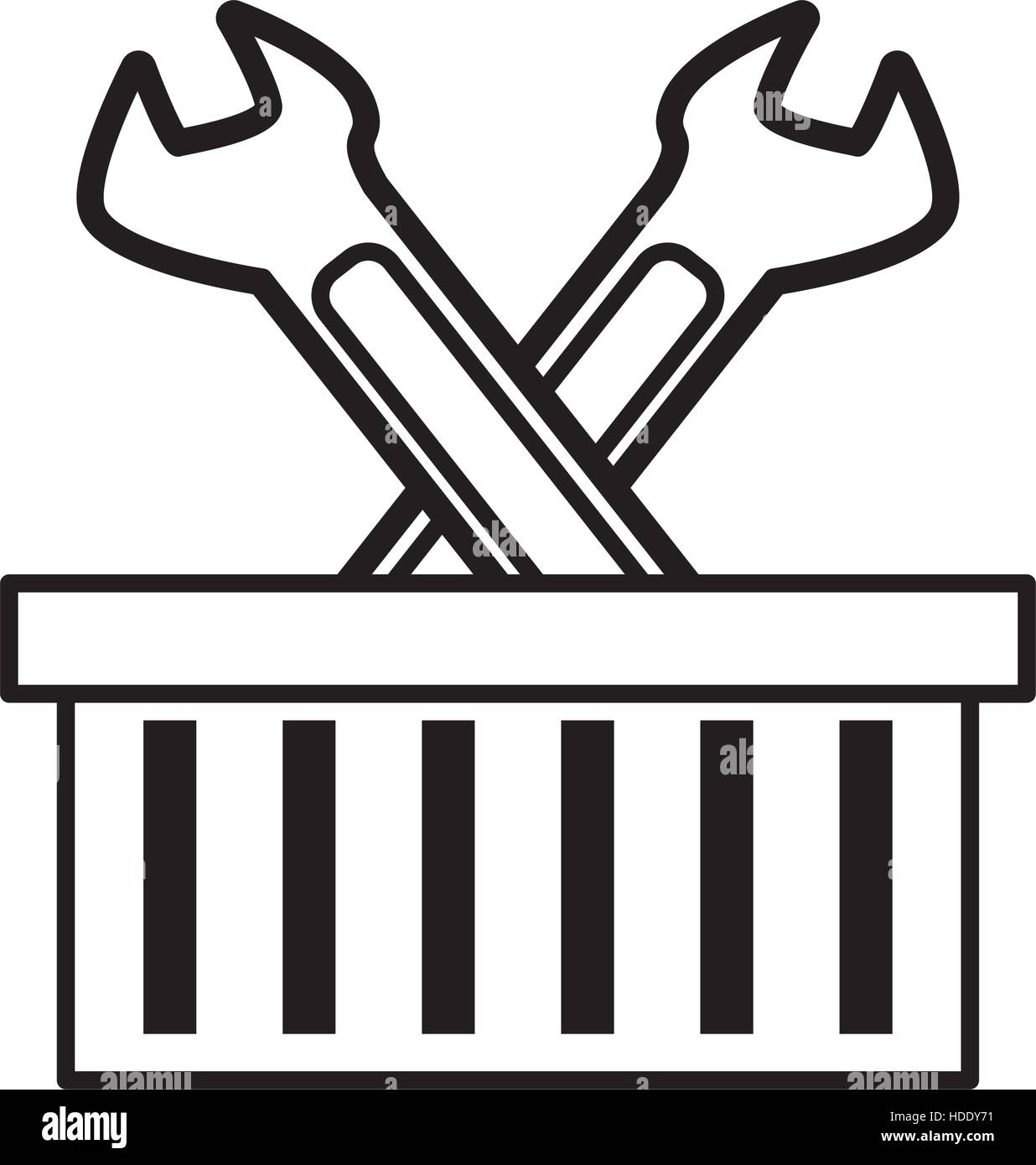 steel spanner toolkit box repair outline vector illustration eps 10 ...