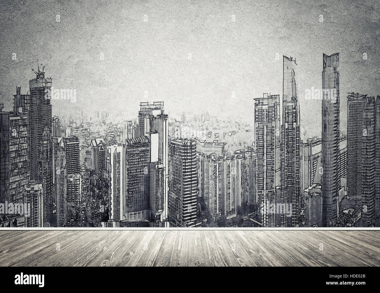 City design on wall Stock Photo - Alamy