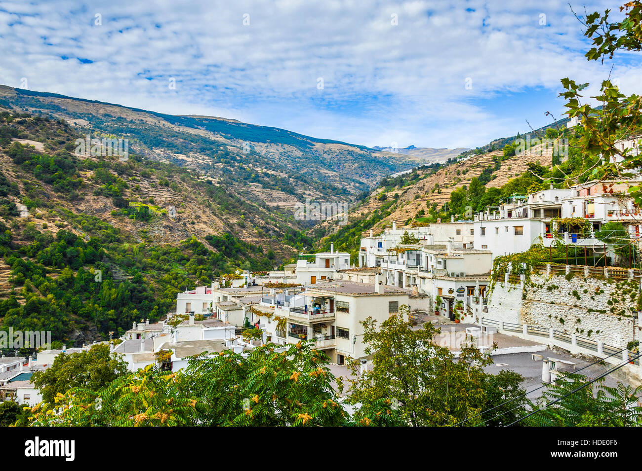 Pampaneira and the landscape of the Alpujarra, Andalusia, Spain Stock ...