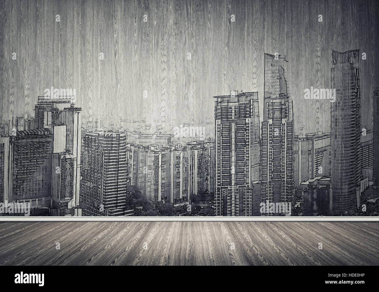 City design on wall Stock Photo - Alamy