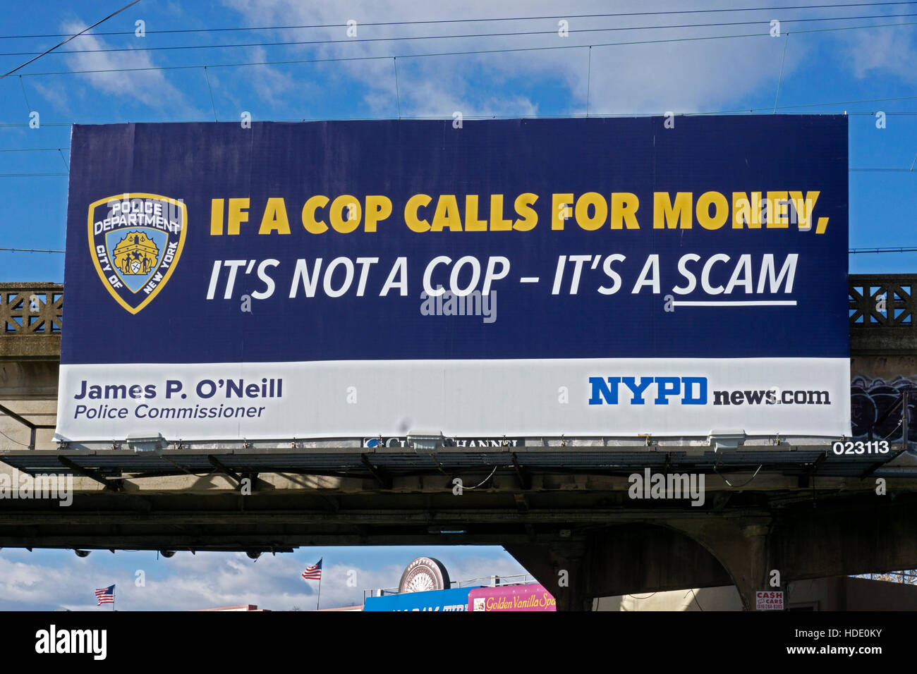 A billboard on Northern Boulevard in Queens warning people to be wary ...