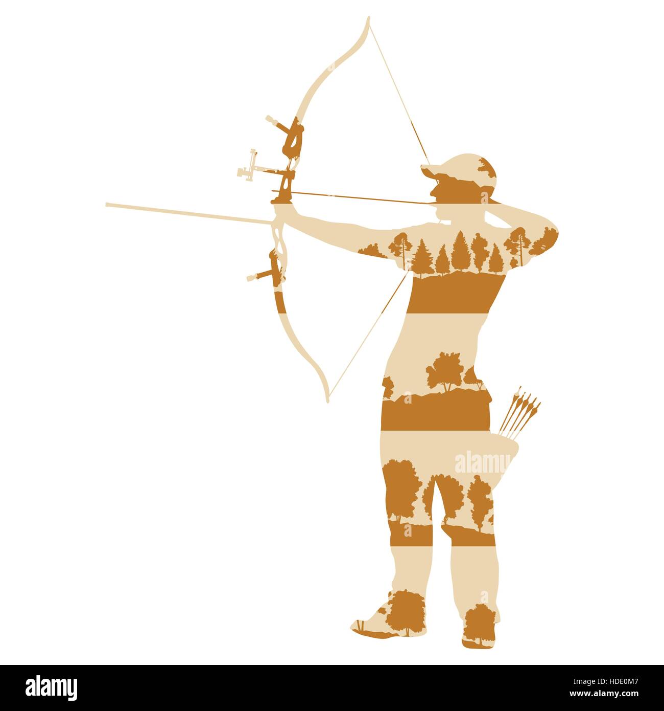 Archer man with bow and arrow vector background abstract illustration ...