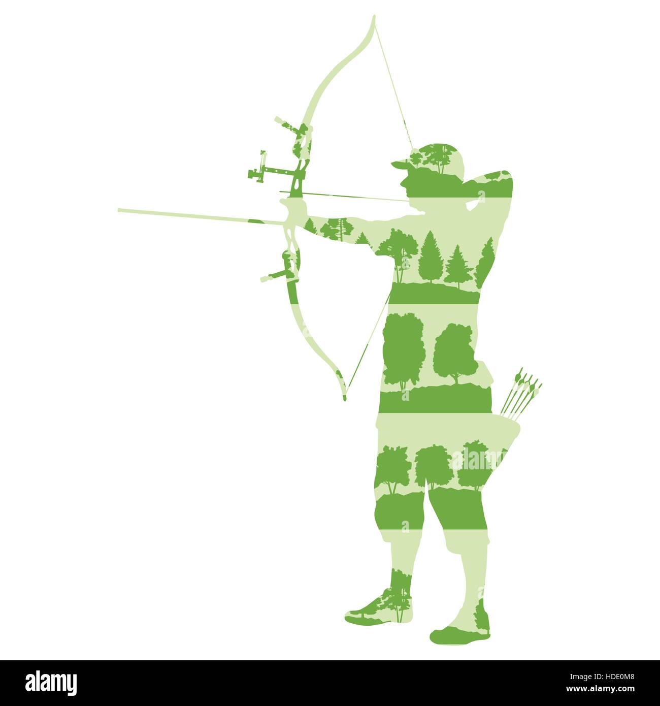 Archer man with bow and arrow vector background abstract illustration ...