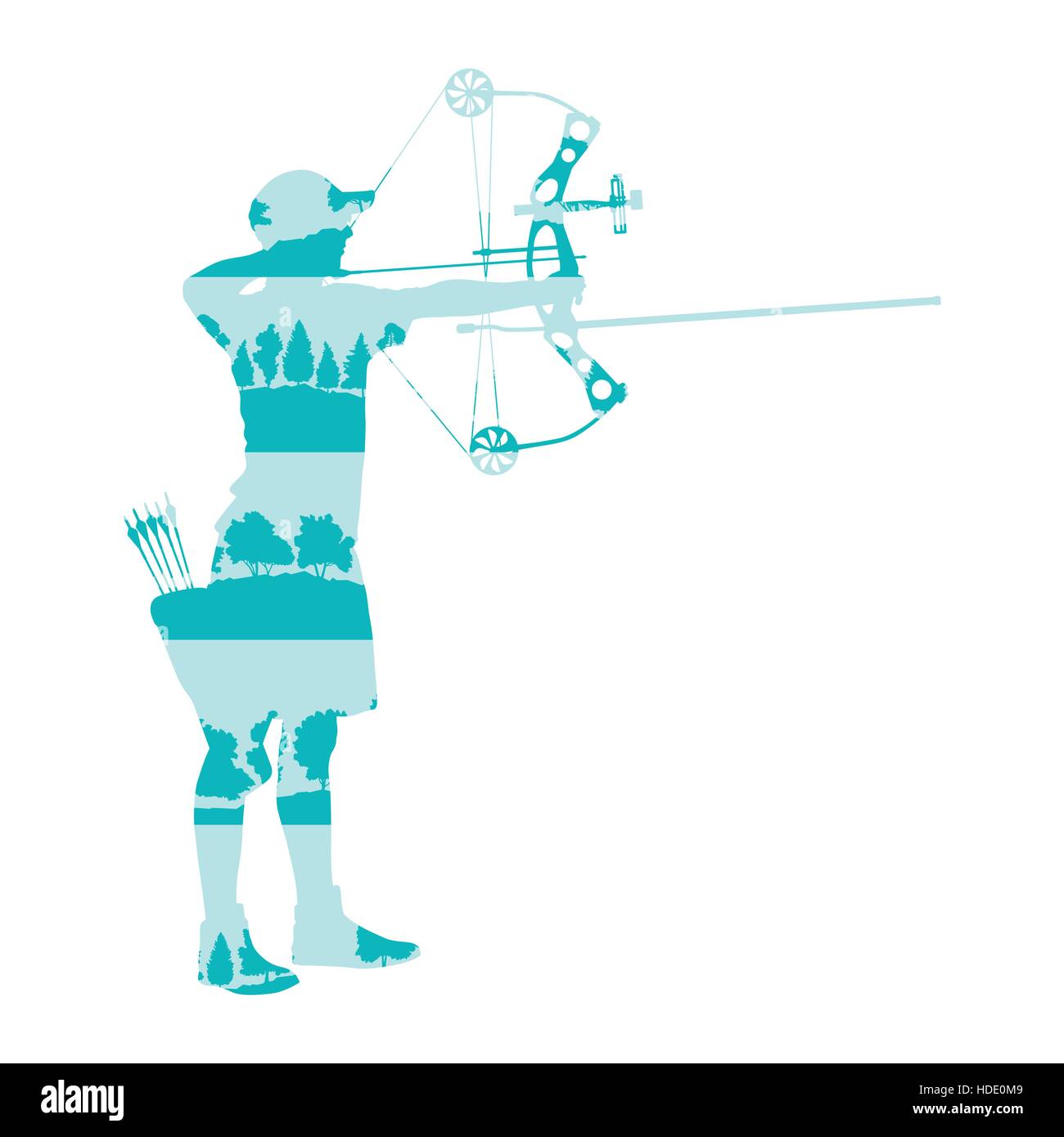 Archer man with bow and arrow vector background abstract illustration ...