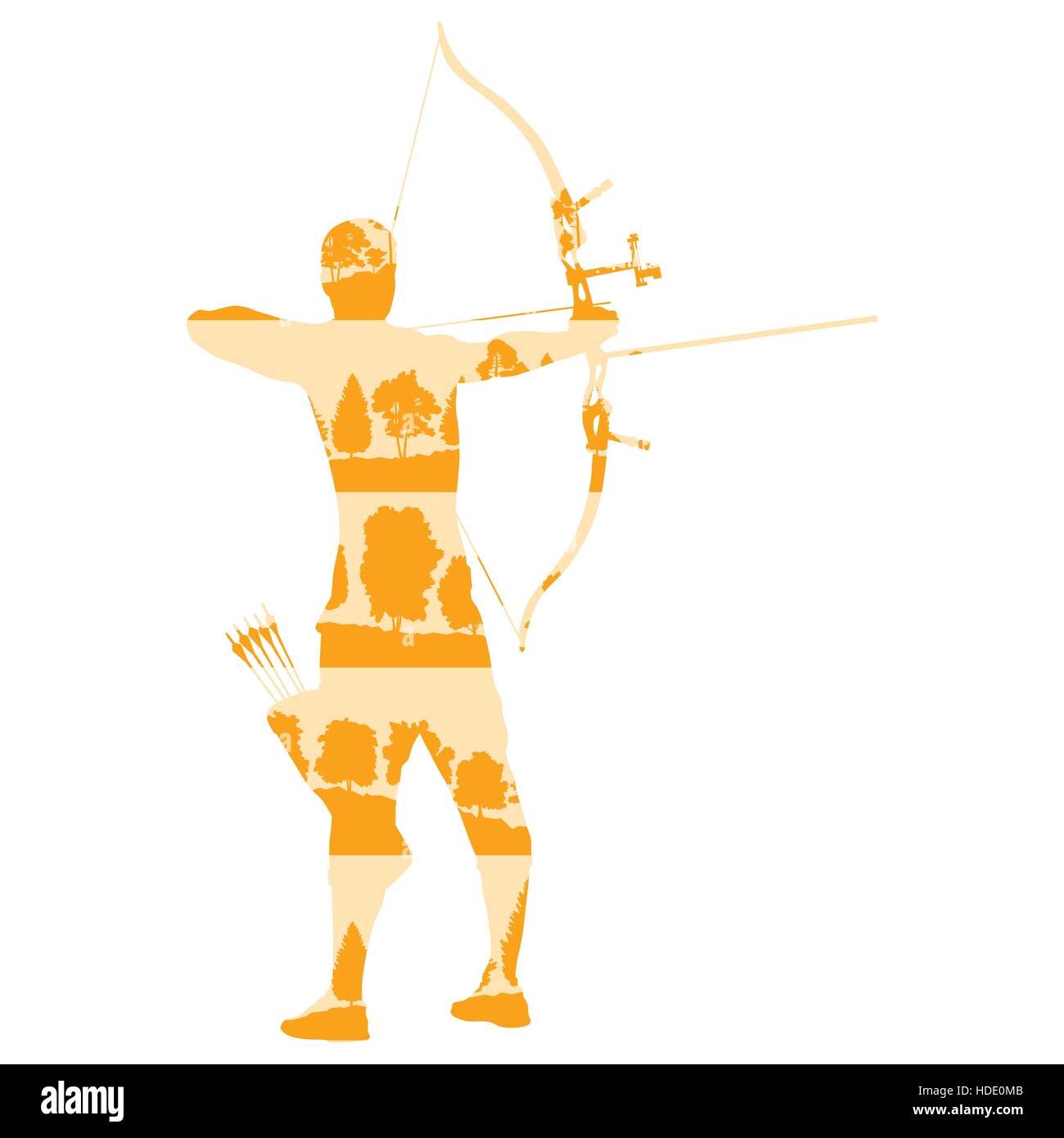 Archer man with bow and arrow vector background abstract illustration ...