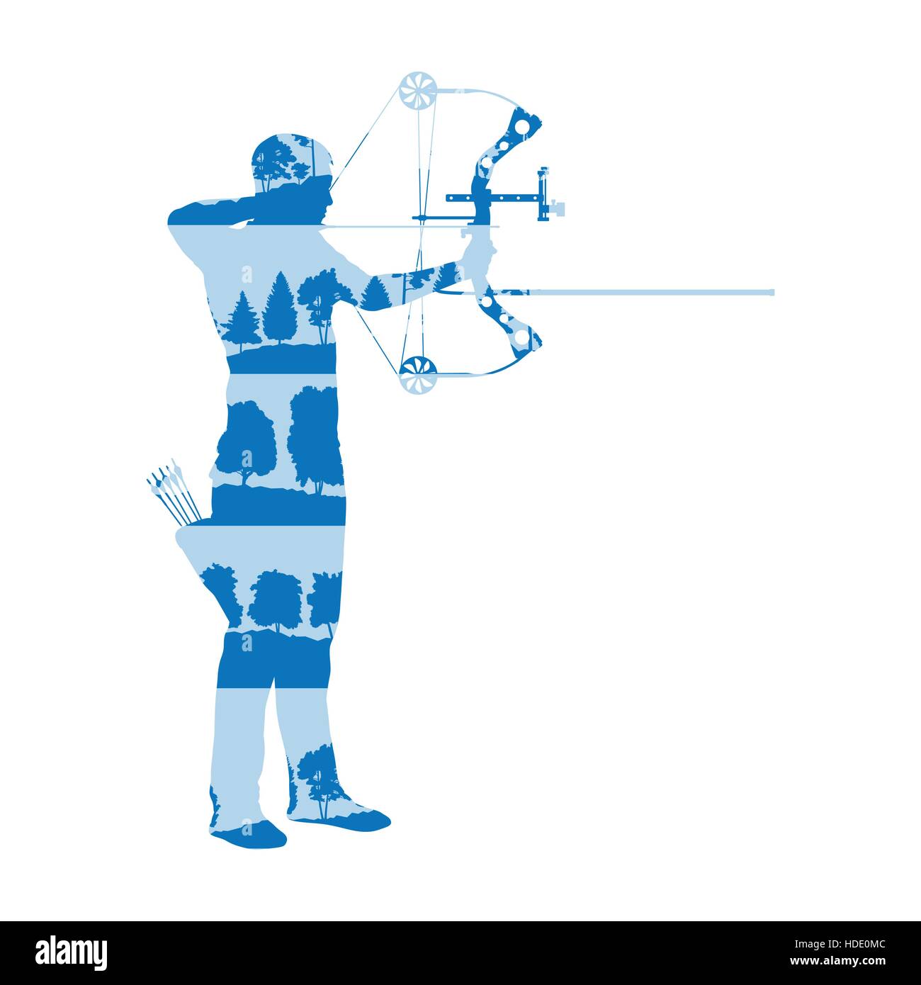 Archer man with bow and arrow vector background abstract illustration ...