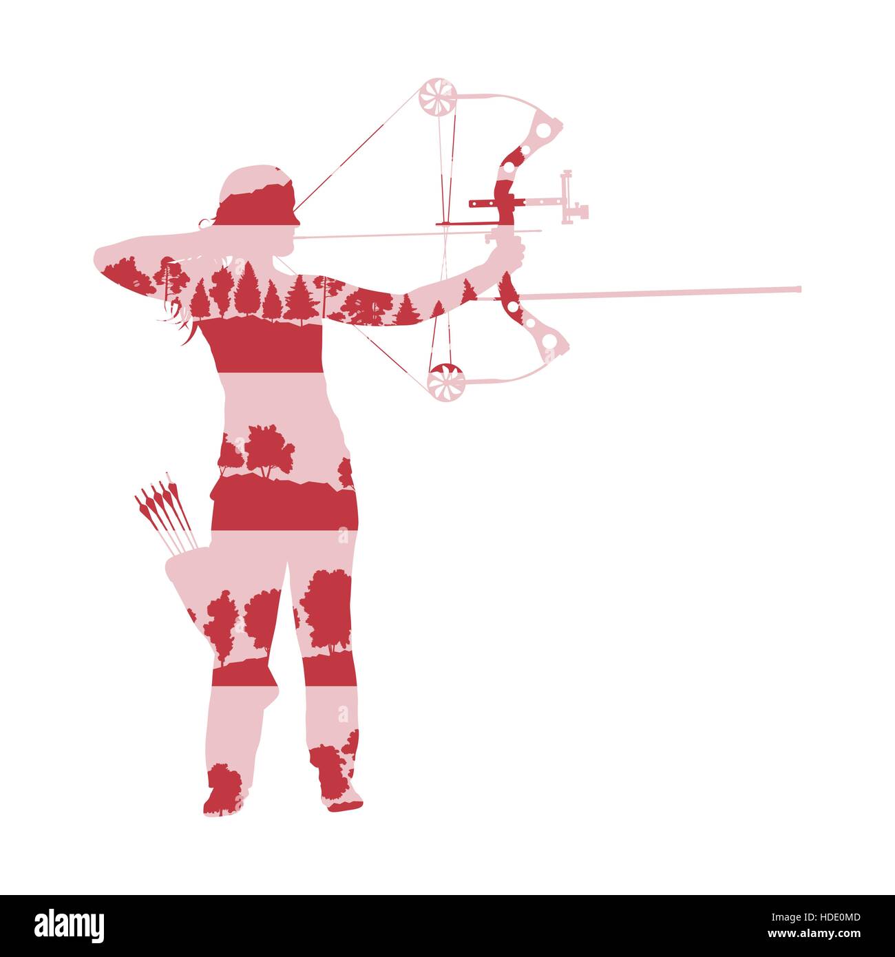 Archer woman with bow and arrow vector background abstract illustration ...