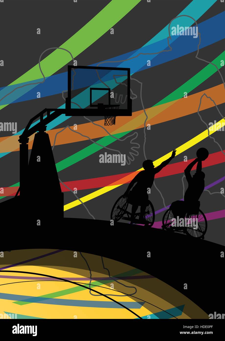 Disabled men basketball players in a wheelchair detailed sport concept ...