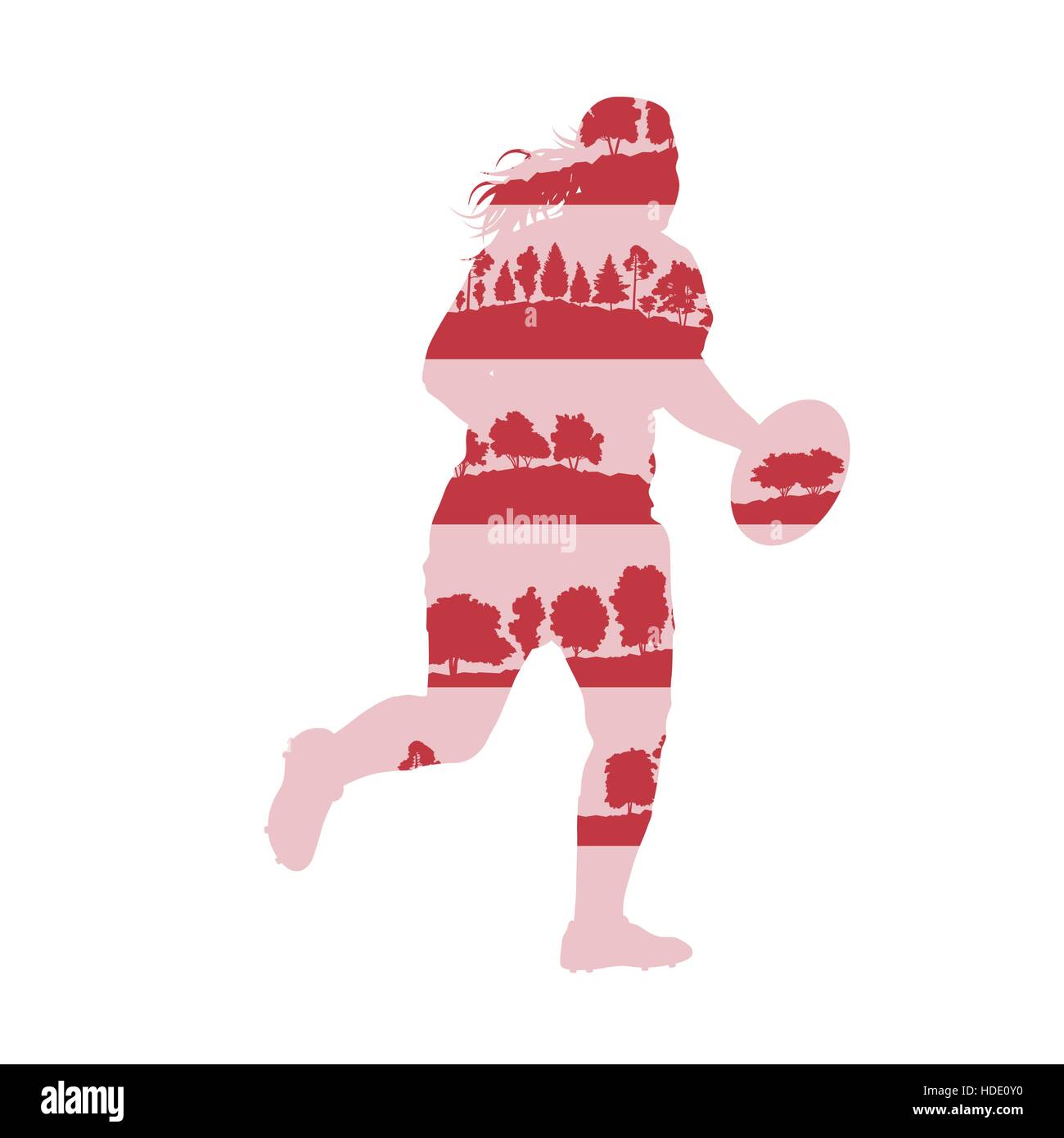 Rugby woman player active sport vector background illustration concept ...