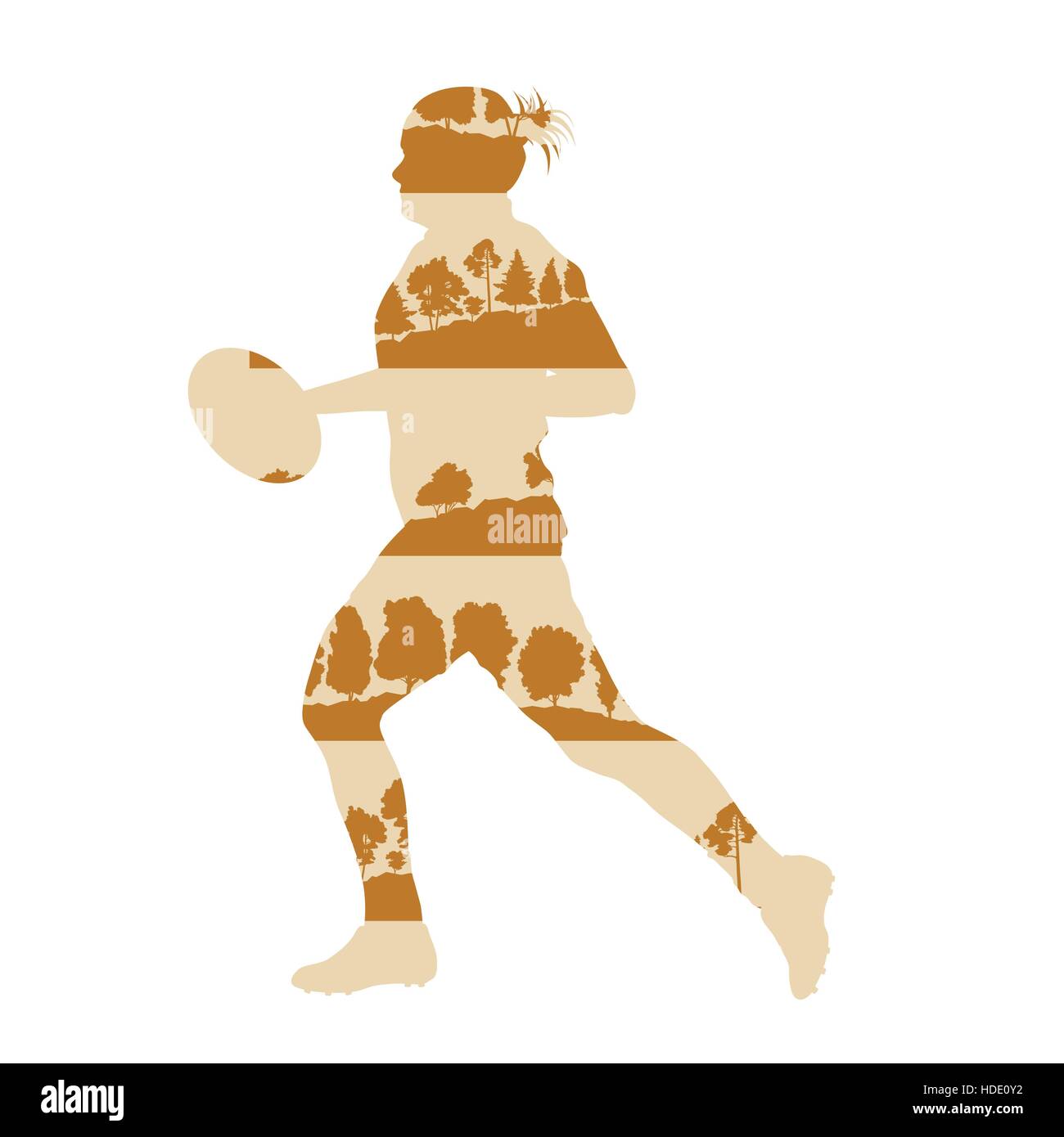 Rugby woman player active sport vector background illustration concept ...