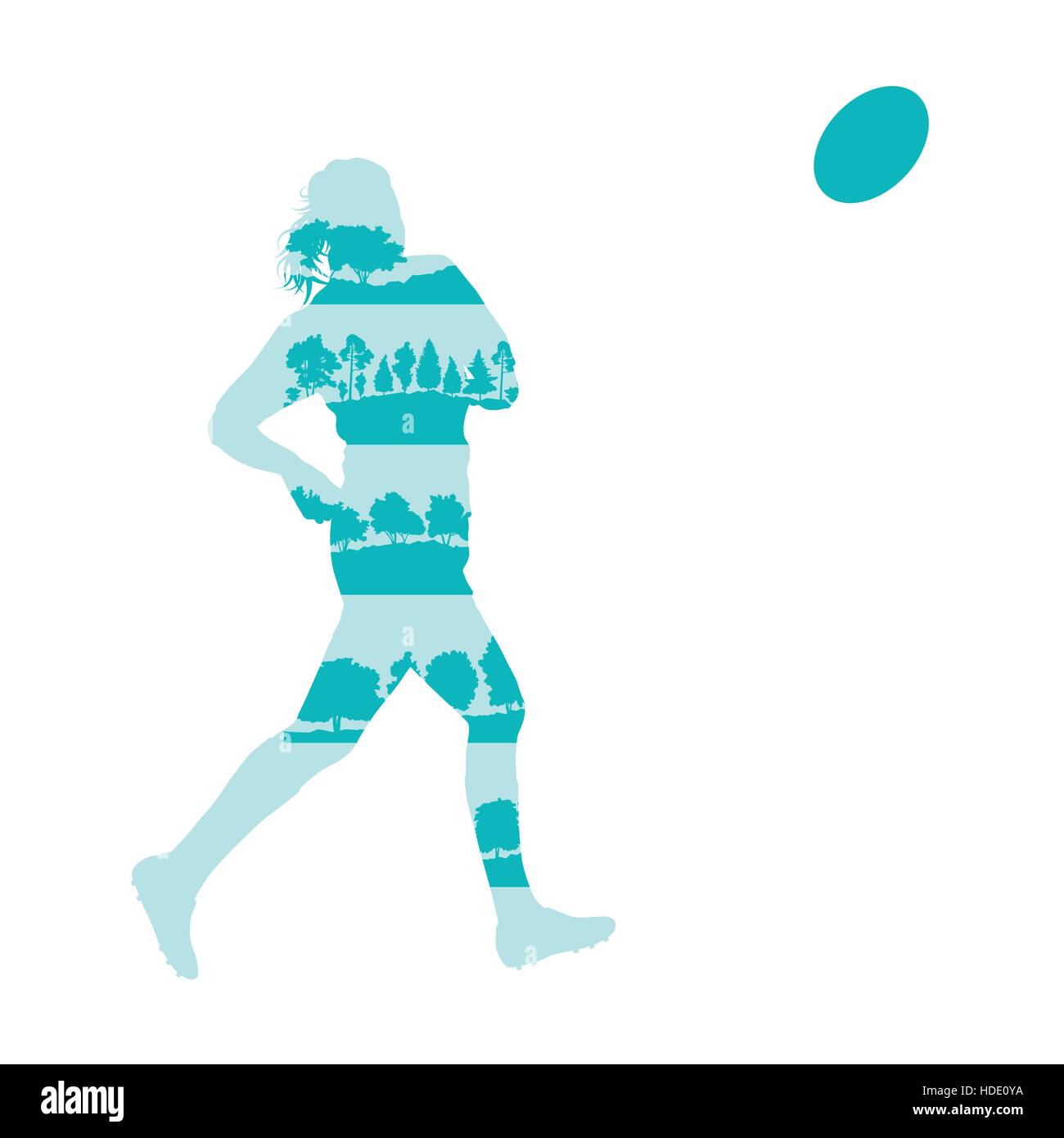 Rugby woman player active sport vector background illustration concept ...