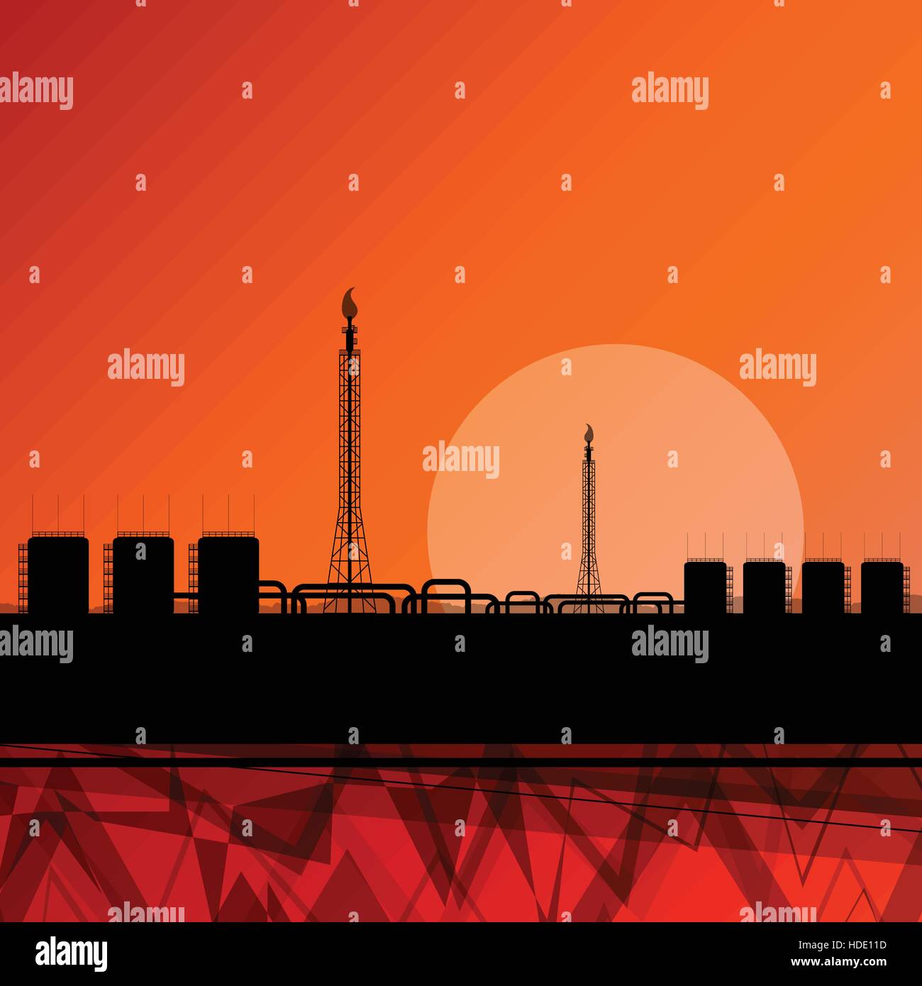 Oil refinery or hydrogen extraction industrial factory landscape ...