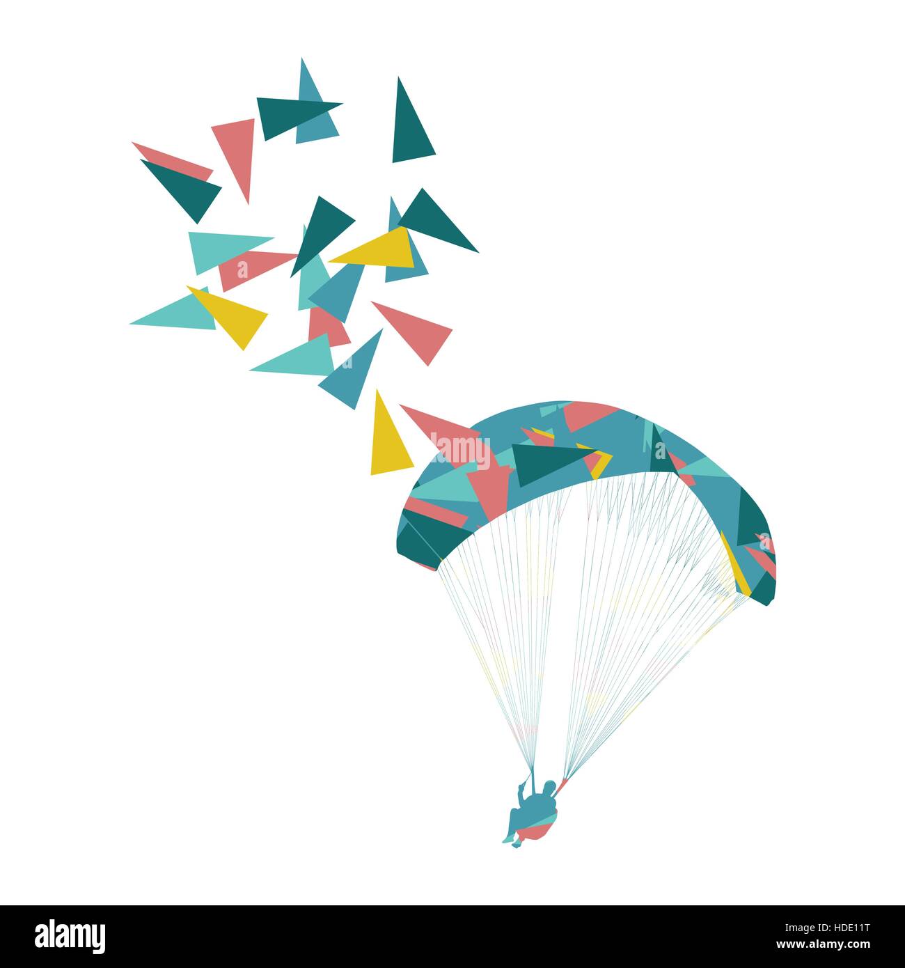Paraglider flying vector background concept made of polygon fragments ...