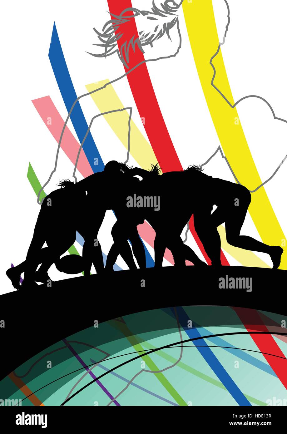 Active women rugby players young healthy sport silhouettes abstract ...