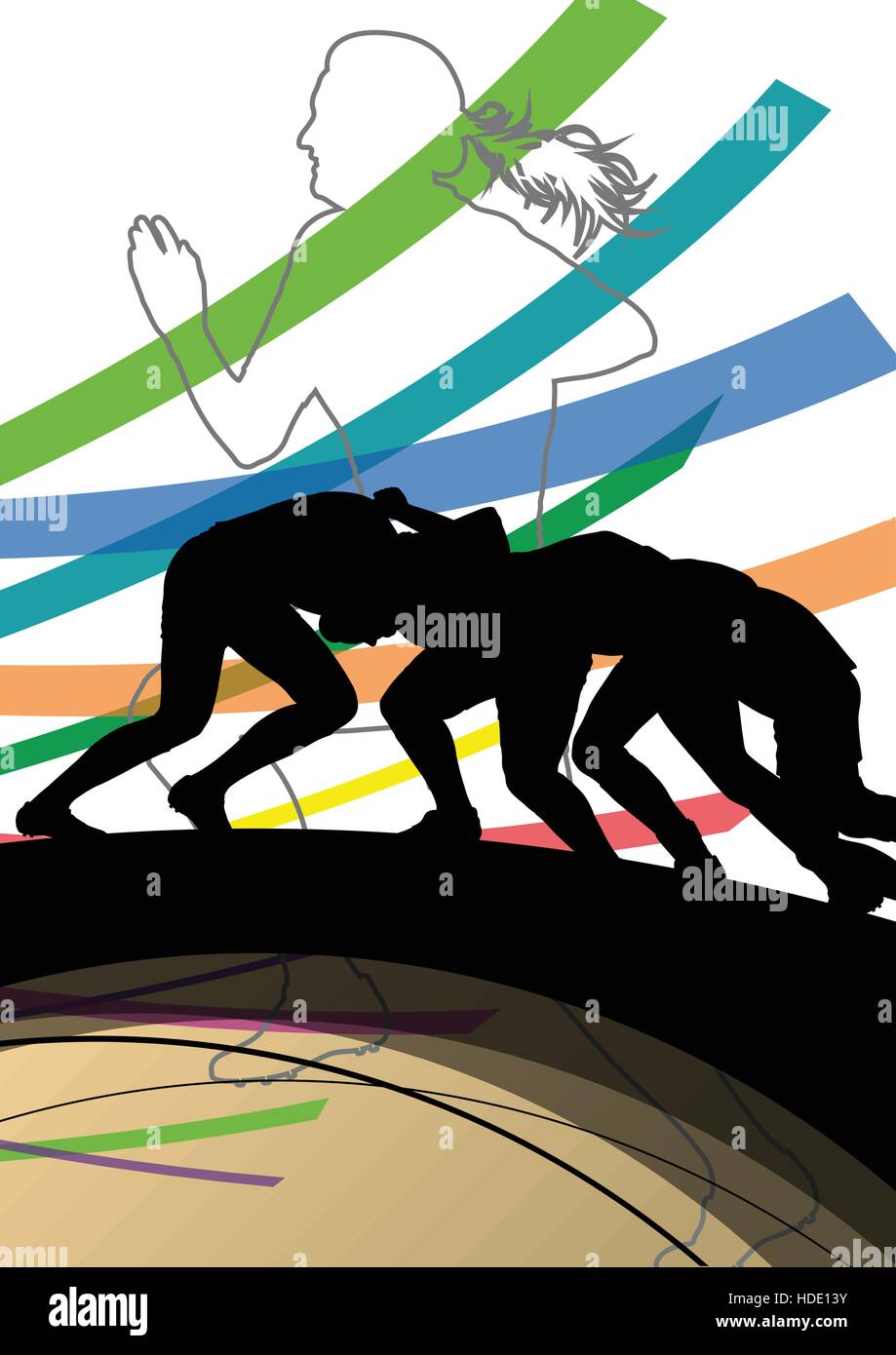 Active women rugby players young healthy sport silhouettes abstract ...