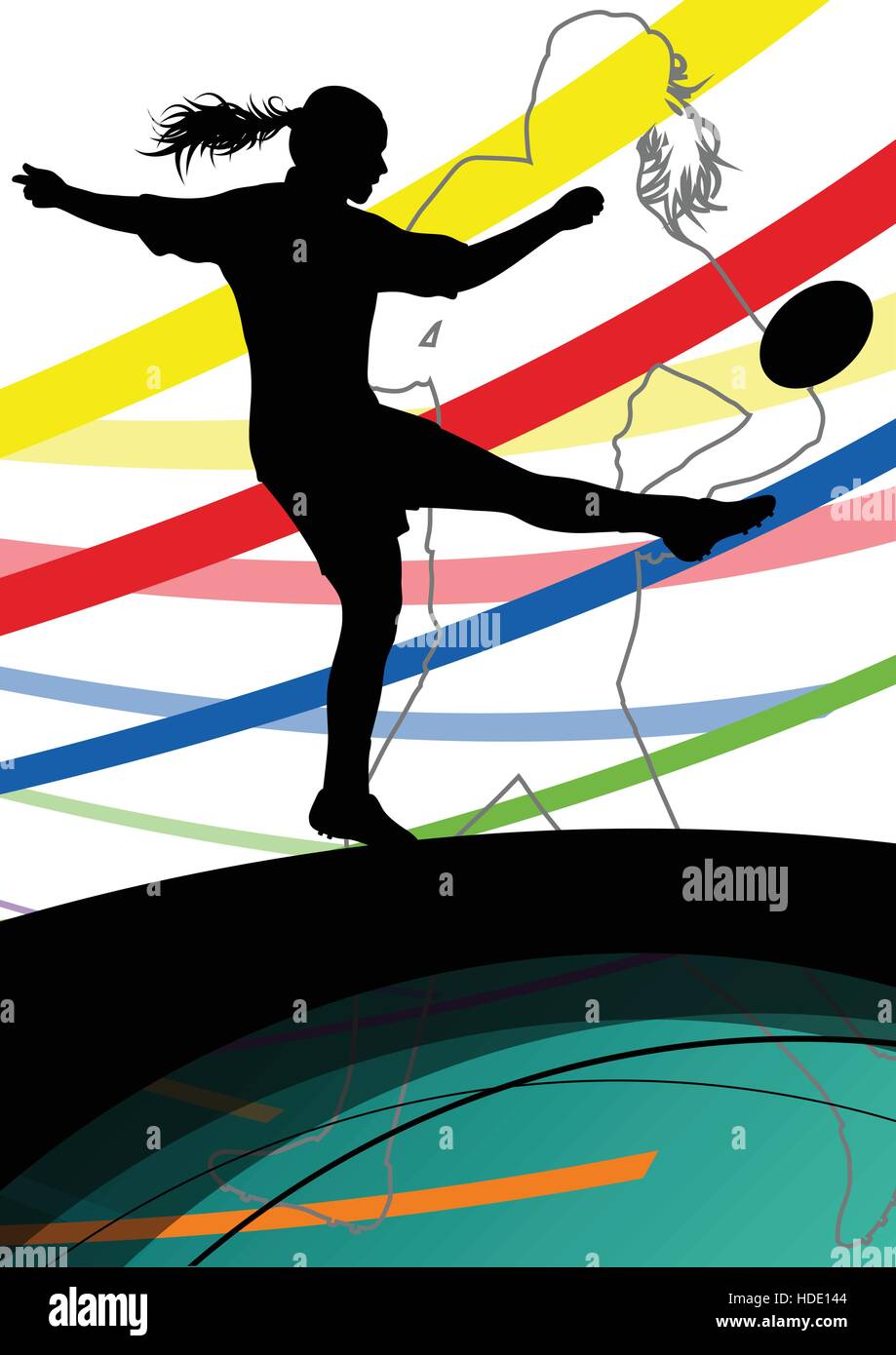 Active women rugby players young healthy sport silhouettes abstract ...