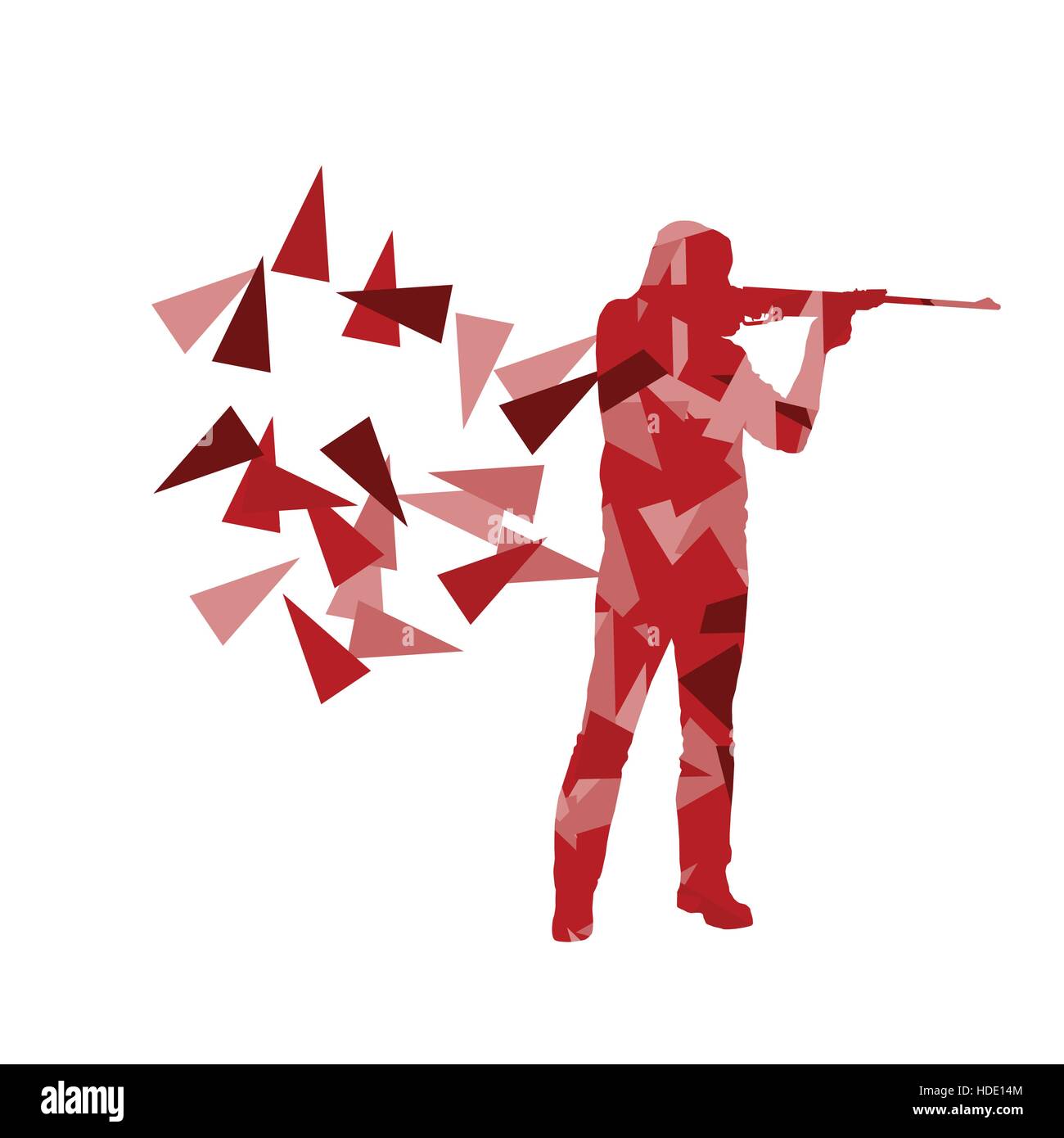 Man with rifle vector background sport concept made of polygon ...