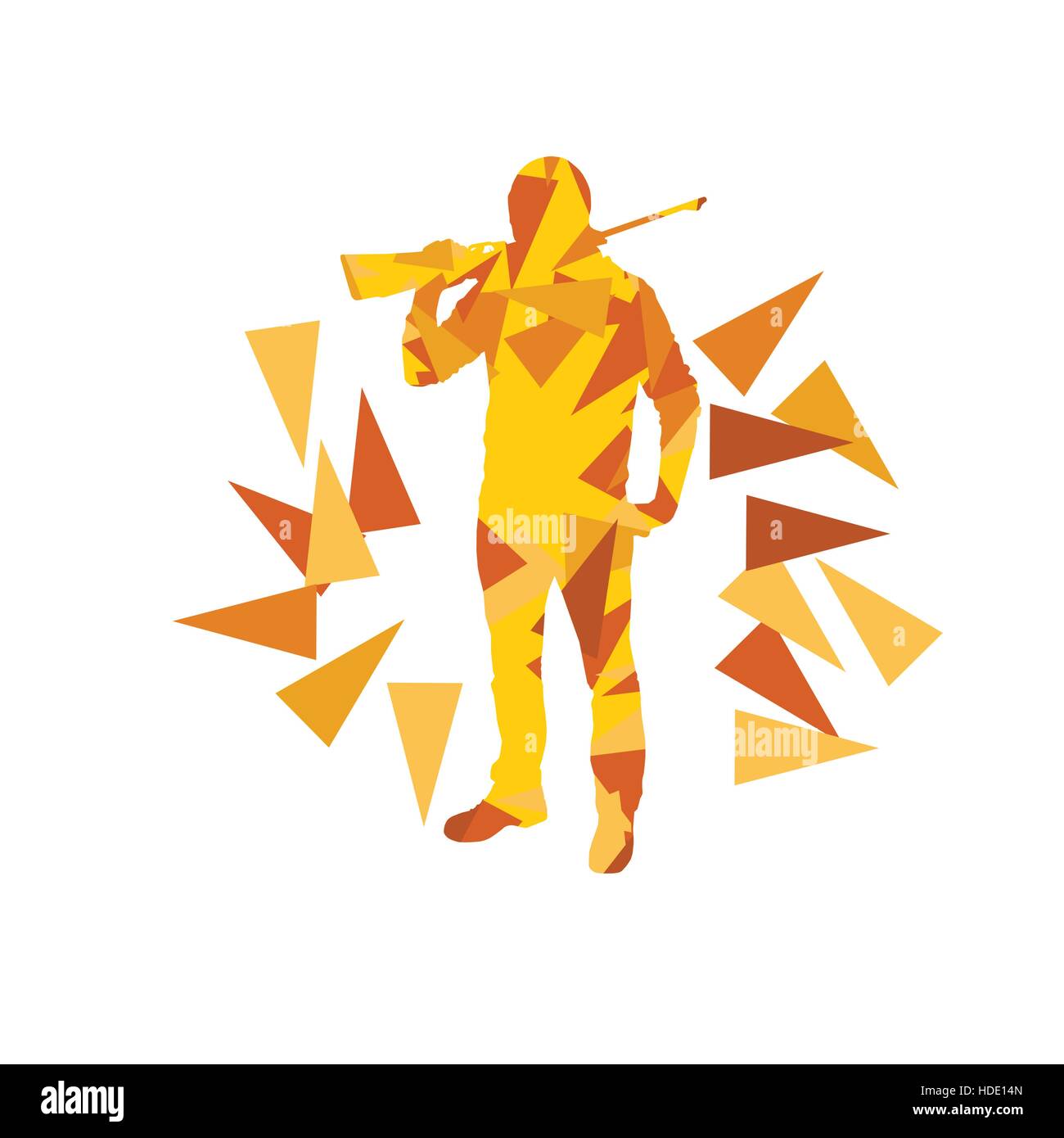 Man with rifle vector background sport concept made of polygon ...