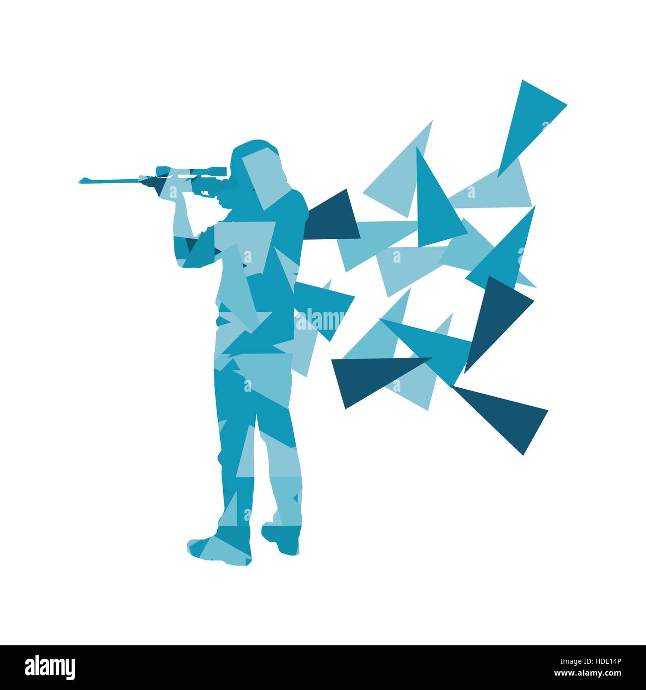 Man with rifle vector background sport concept made of polygon ...