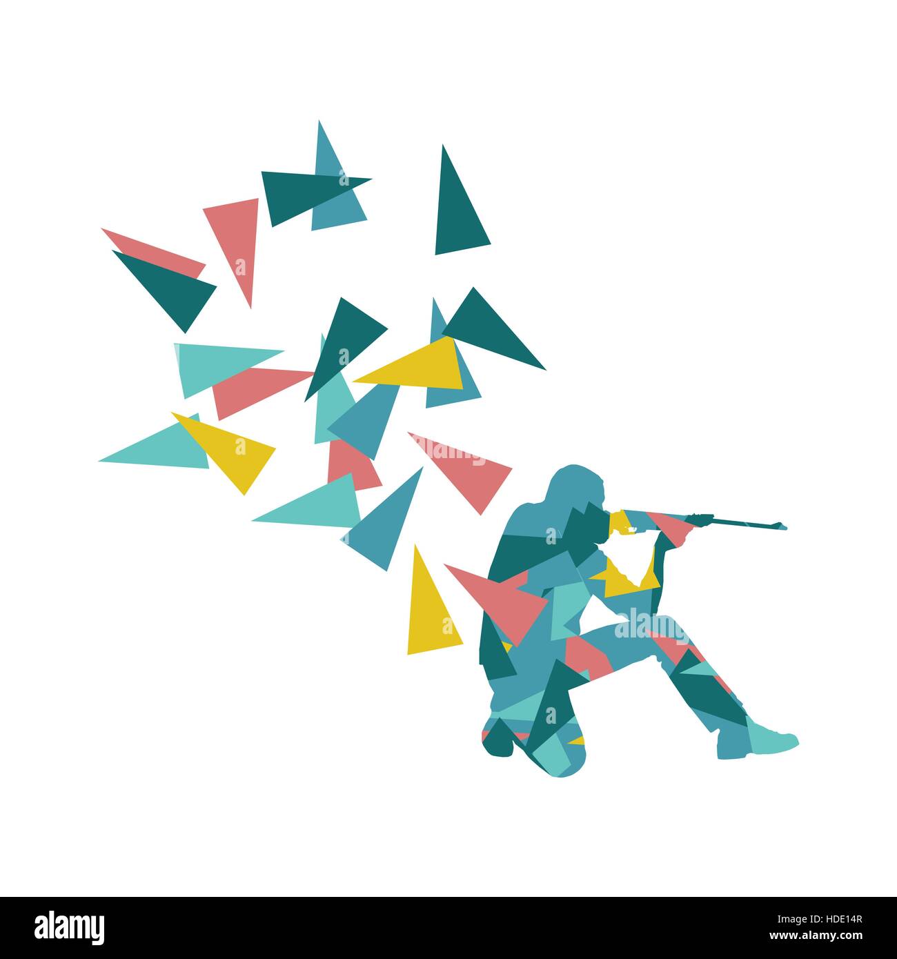 Man with rifle vector background sport concept made of polygon ...