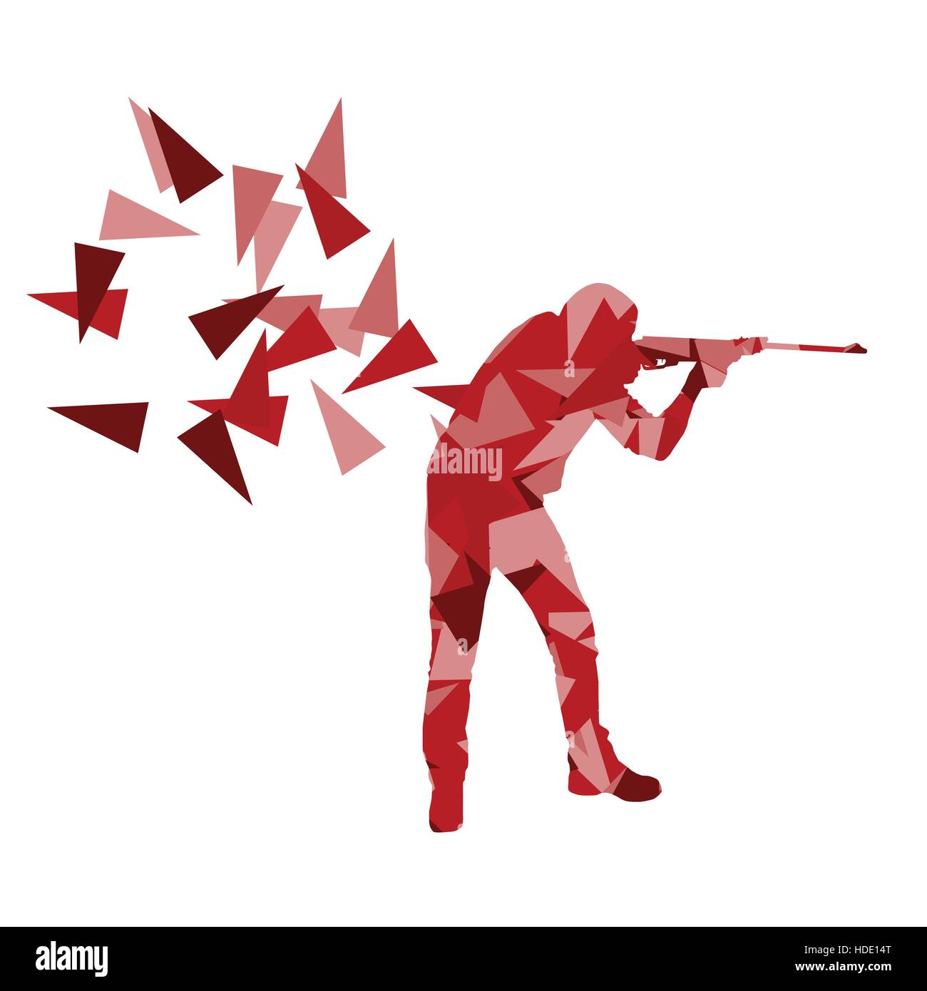Man with rifle vector background sport concept made of polygon ...