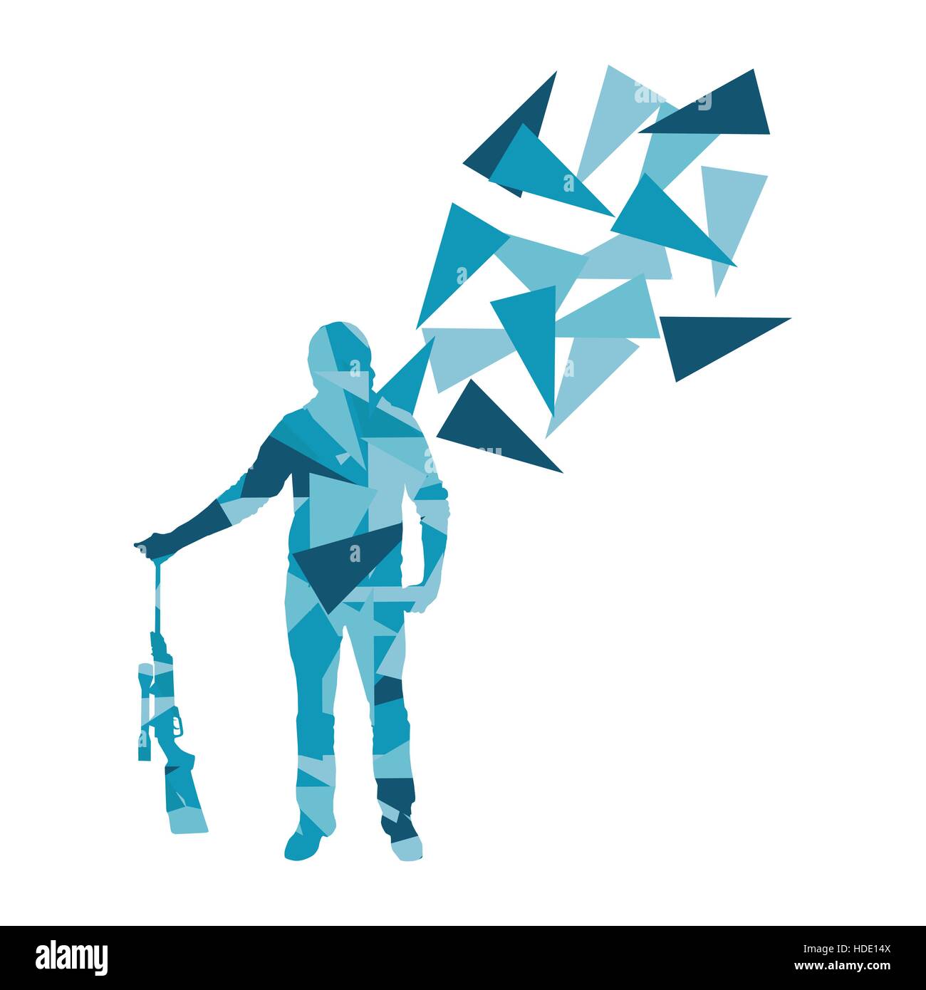 Man with rifle vector background sport concept made of polygon ...