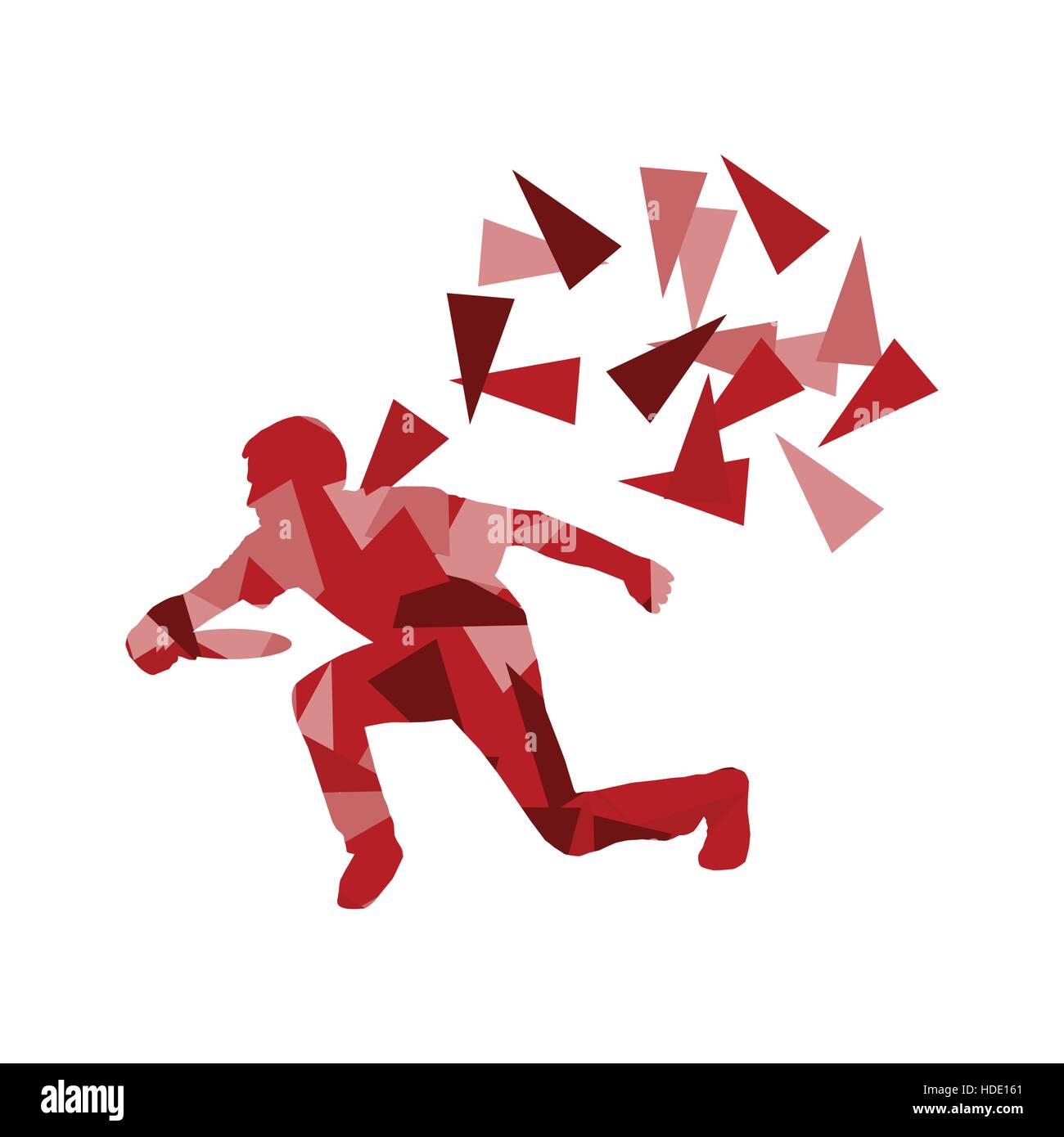 Man throwing flying disc vector background concept made of polygon ...