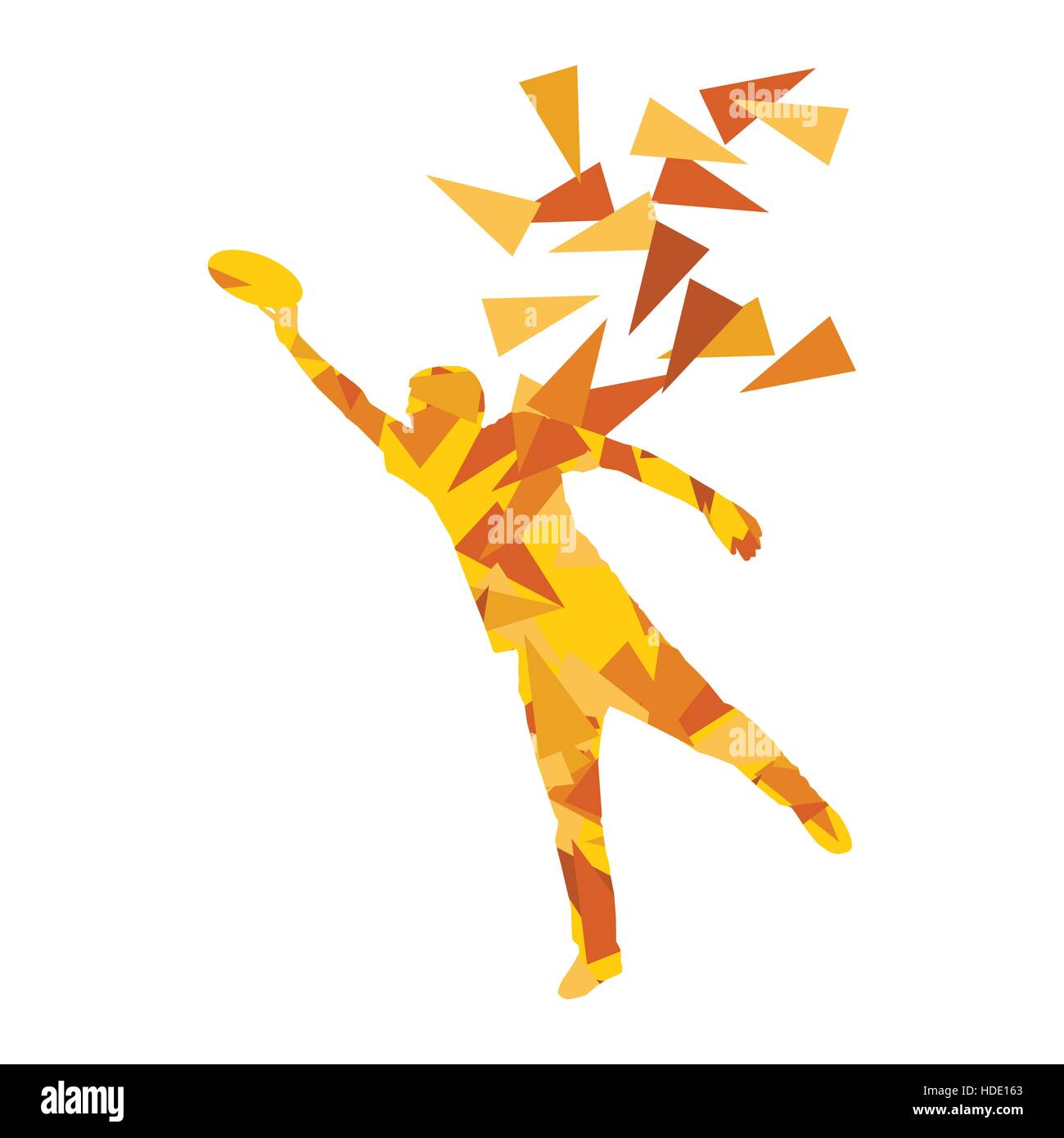 Man throwing flying disc vector background concept made of polygon ...
