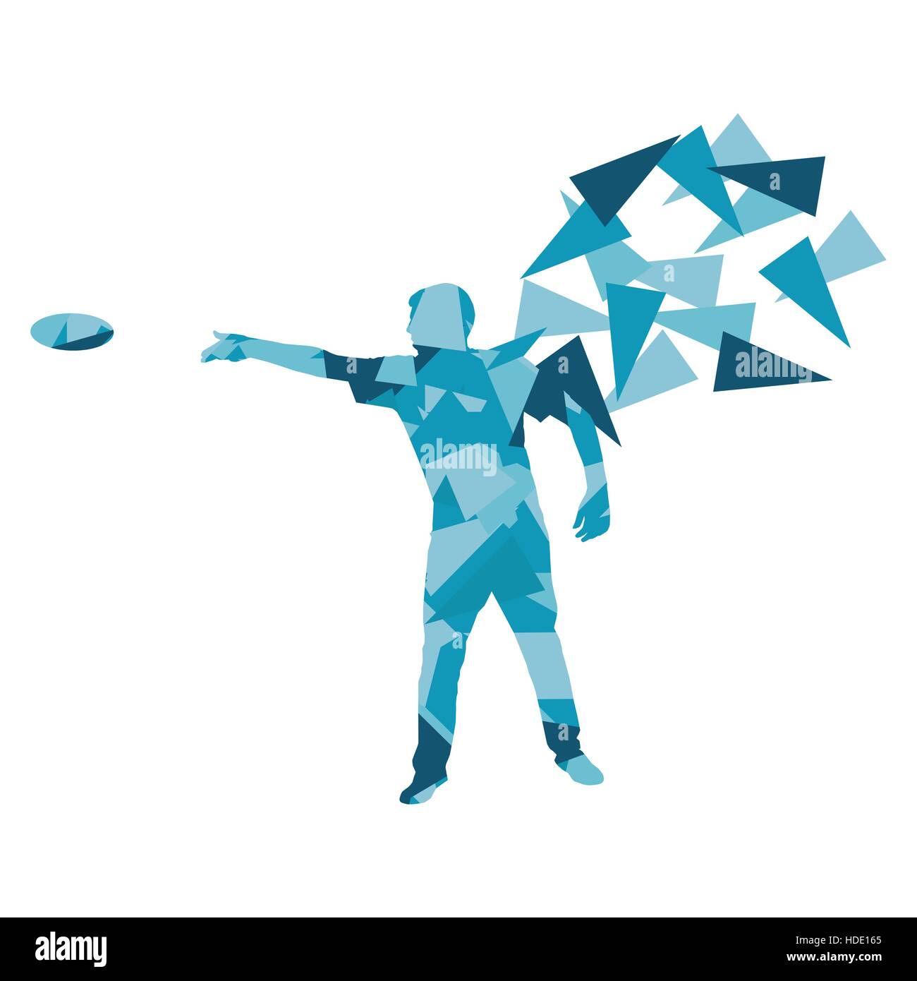 Man throwing flying disc vector background concept made of polygon ...