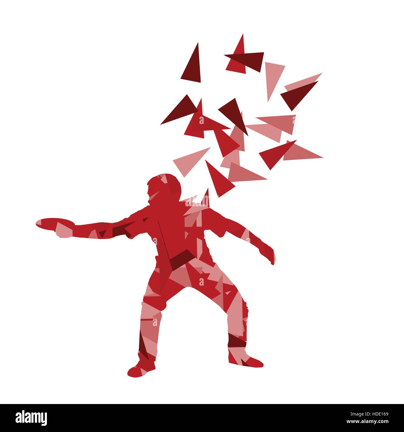 Man throwing flying disc vector background concept made of polygon ...