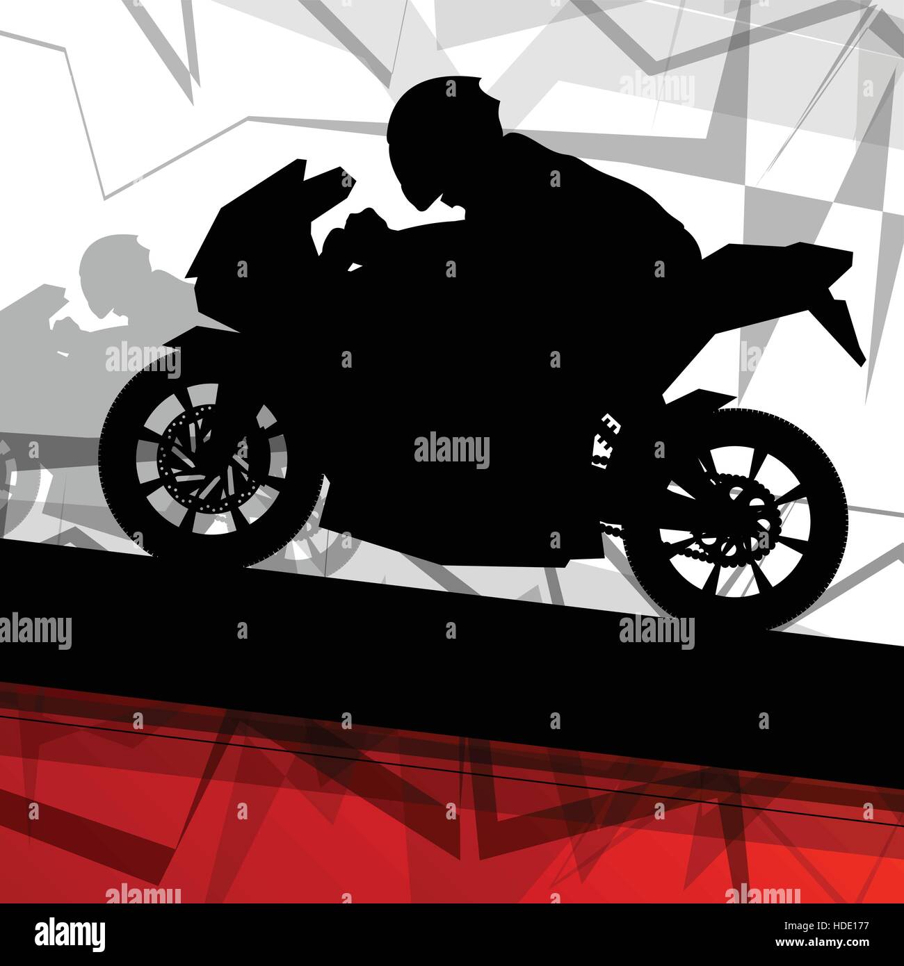 Sport motorbike riders and motorcycles silhouettes abstract ...