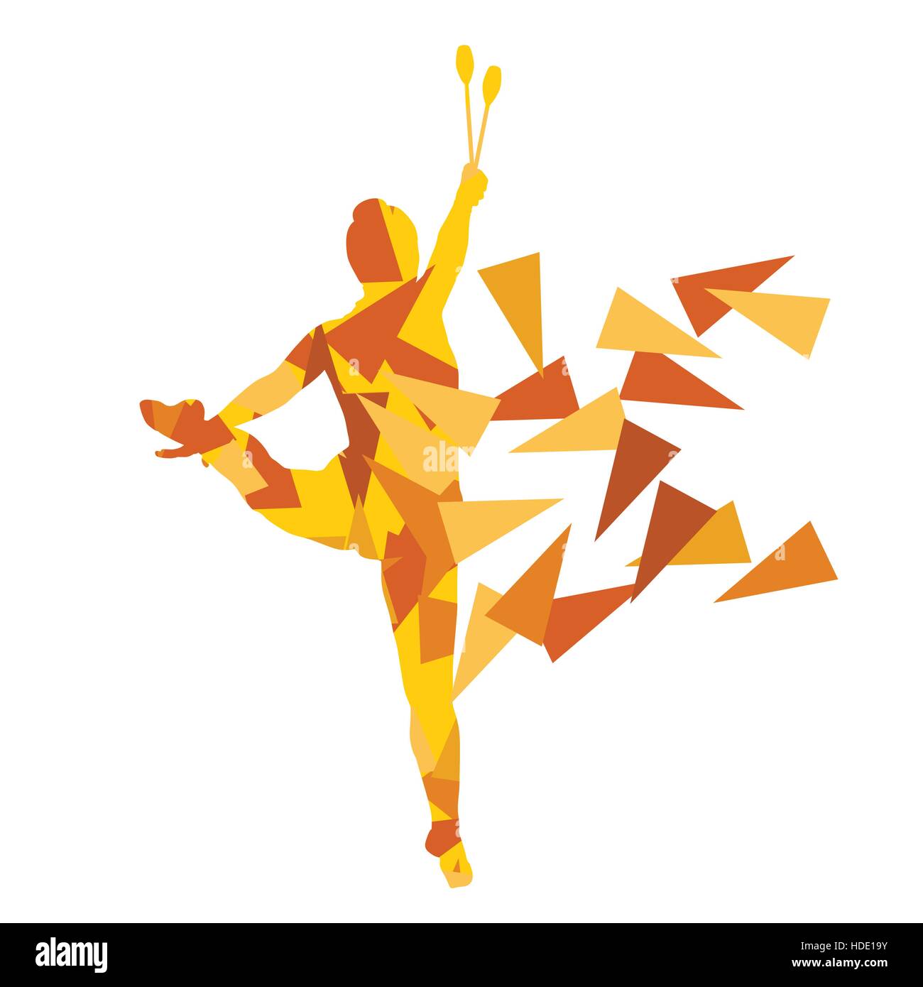 Rhythmic gymnastics woman performance with clubs vector abstract ...