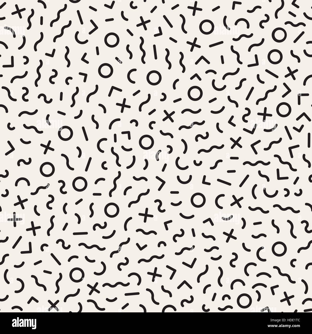 Scattered Geometric Line Shapes. Vector Seamless Black and White ...