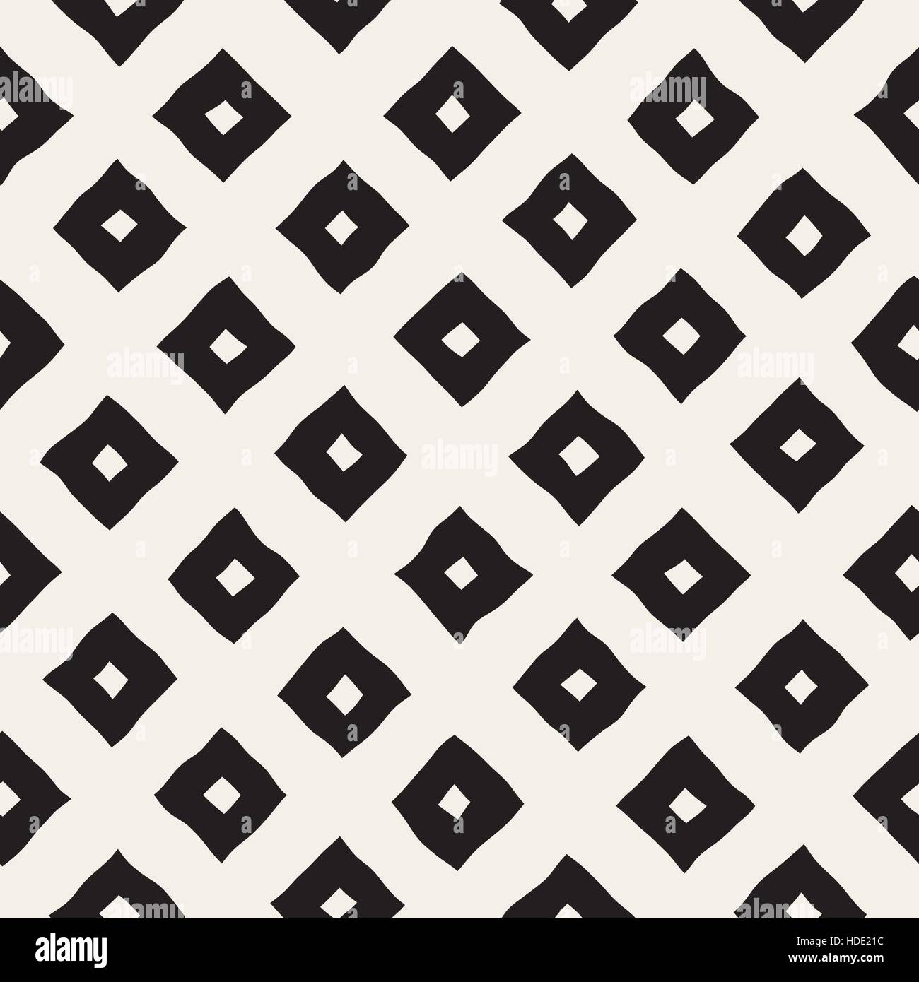 Vector Seamless Black and White Hand Drawn Rhombus Lines Pattern Stock ...