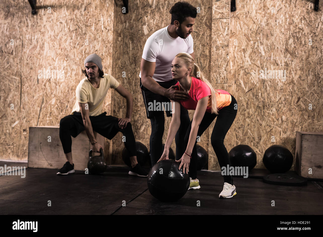 Sport Fitness People Group Crossfit Training Equipment, Young Healthy ...