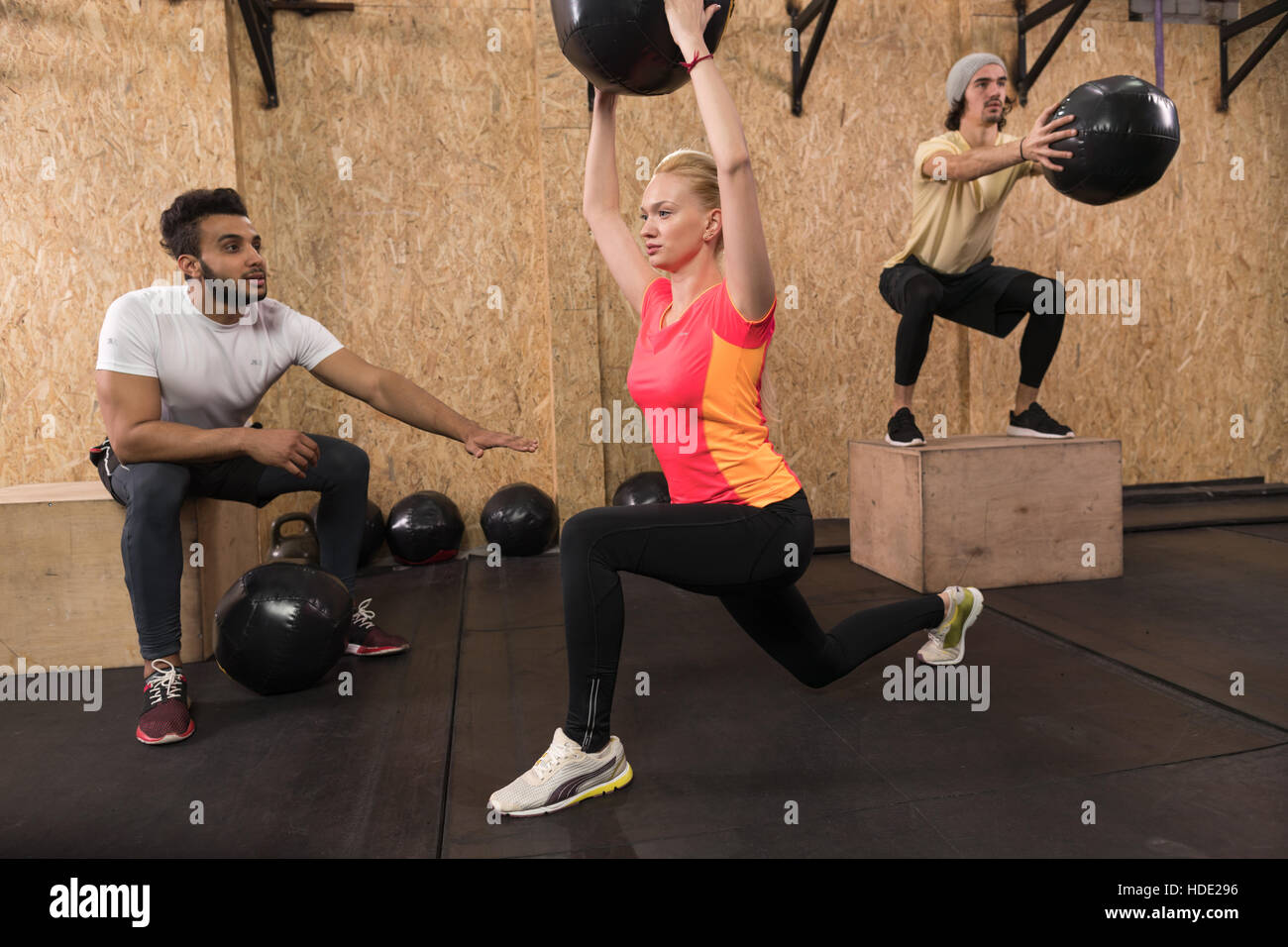 Sport Fitness People Group Crossfit Training Equipment, Young Healthy ...