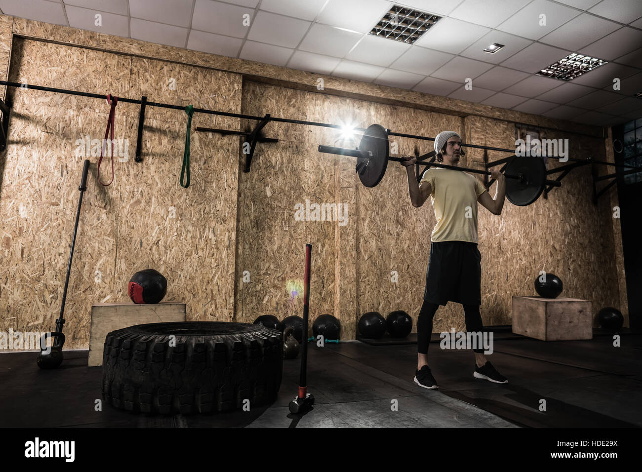 Sport Fitness Man Lifting Barbell Crossfit Training, Young Healthy Guy ...