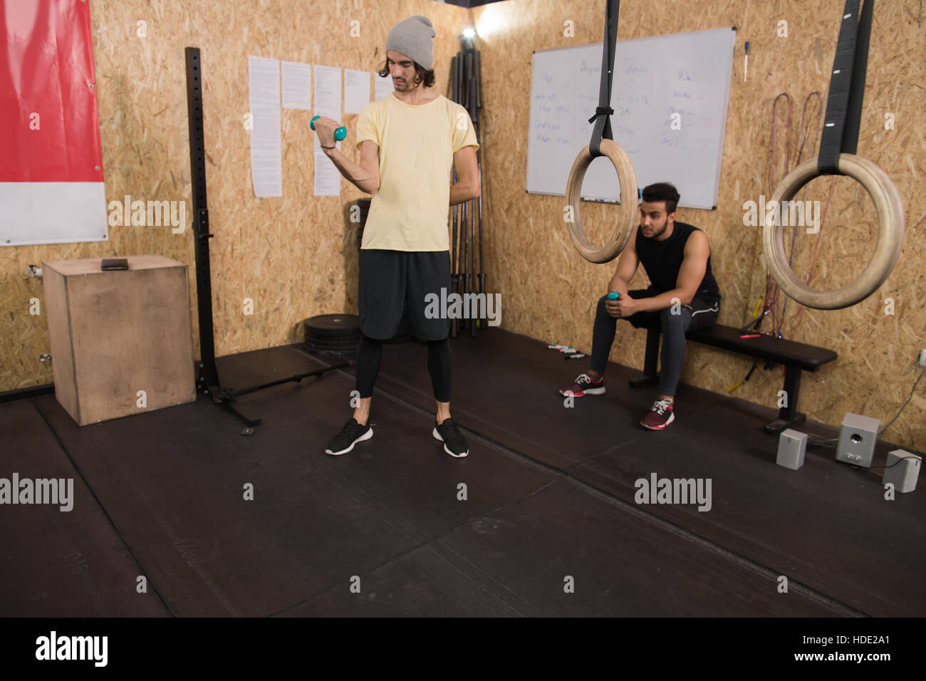 Sport Fitness Man Lifting Dumbbells Crossfit Training, Young Healthy ...