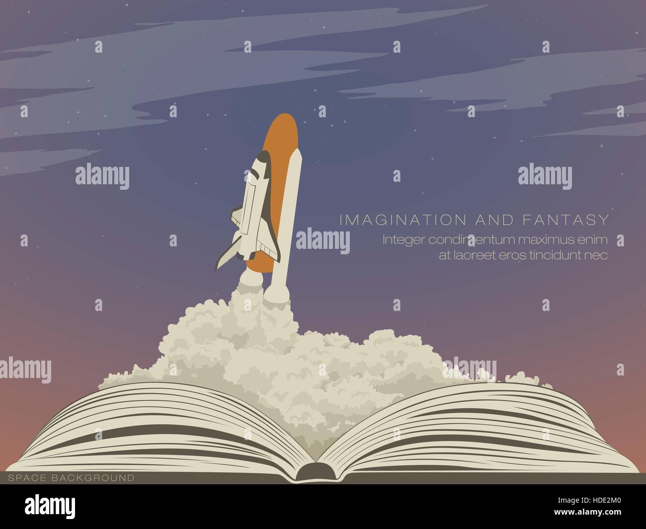 imagination literature, flying spaceship from an open book Stock Vector ...